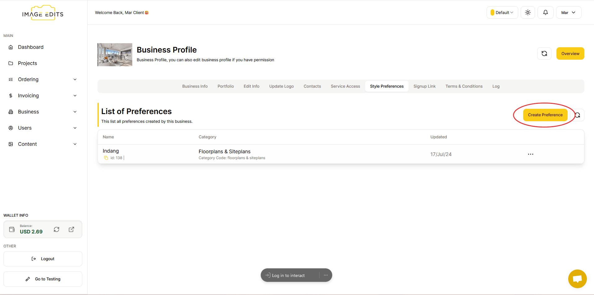 Preference Create Flow